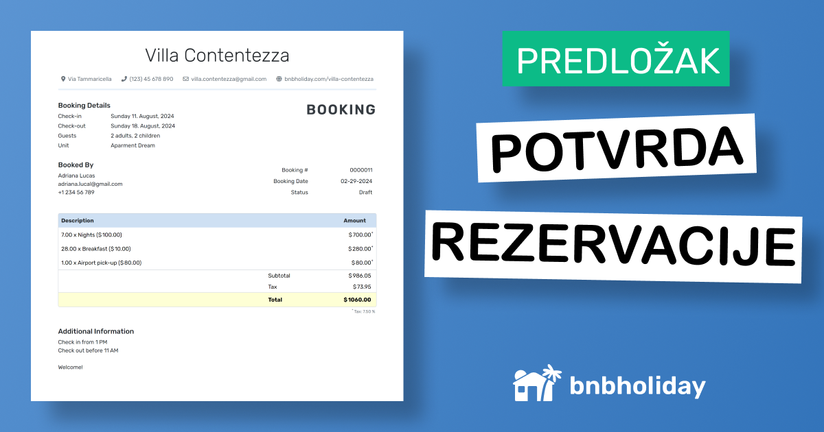 Potvrda rezervacije smještaja